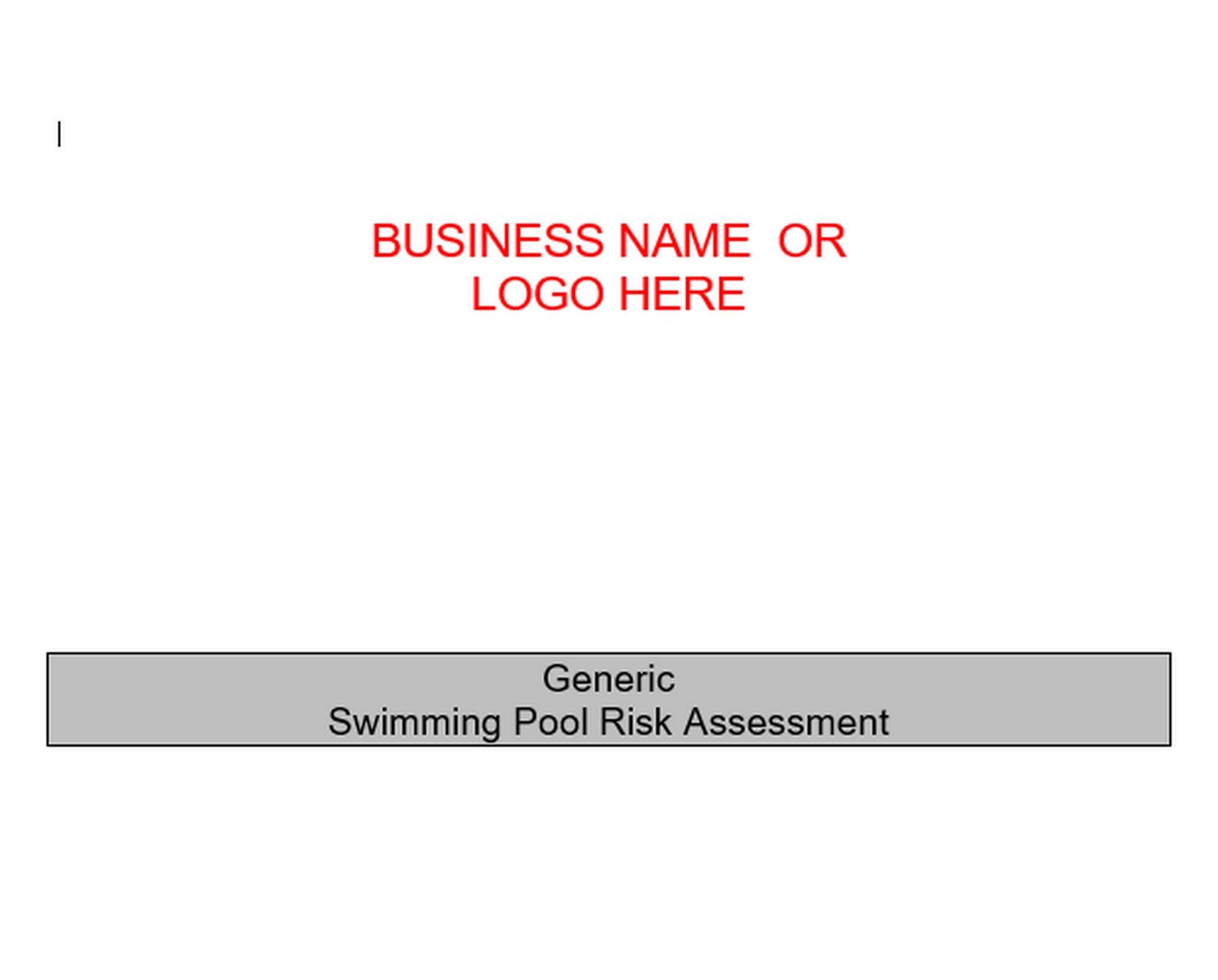 Generic Swimming Pool Risk Assessment, Word Doc, Word Template - Etsy ...