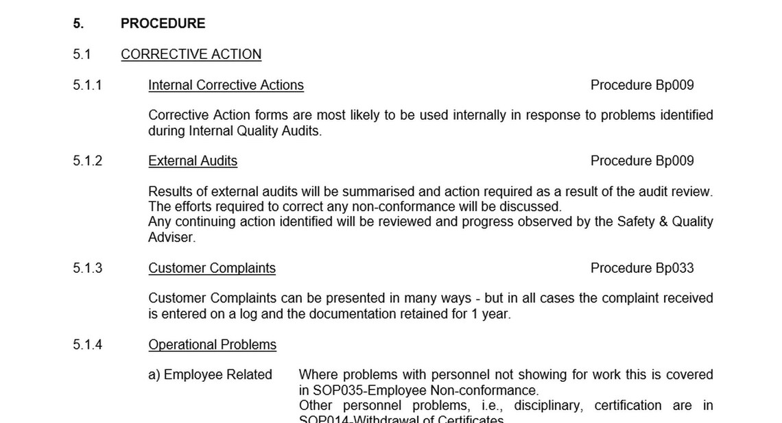 Standard Operating Procedure - Corrective and Preventive Action ...