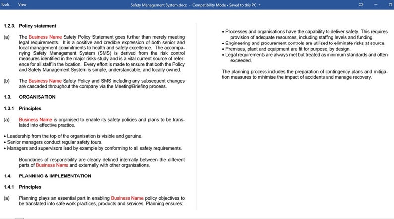 Safety Management System Template, Overview, Information, Guidance ...