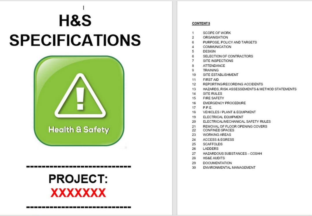 Project Health & Safety Specifications Template, Word Doc - Etsy