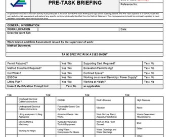 Jobsite Hazard Assessment JHA Form Fillable PDF - Etsy