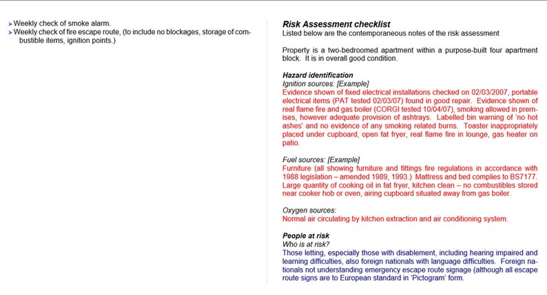 Holiday Lets Fire Risk Assessment Template, Word Doc, Tourism Document ...