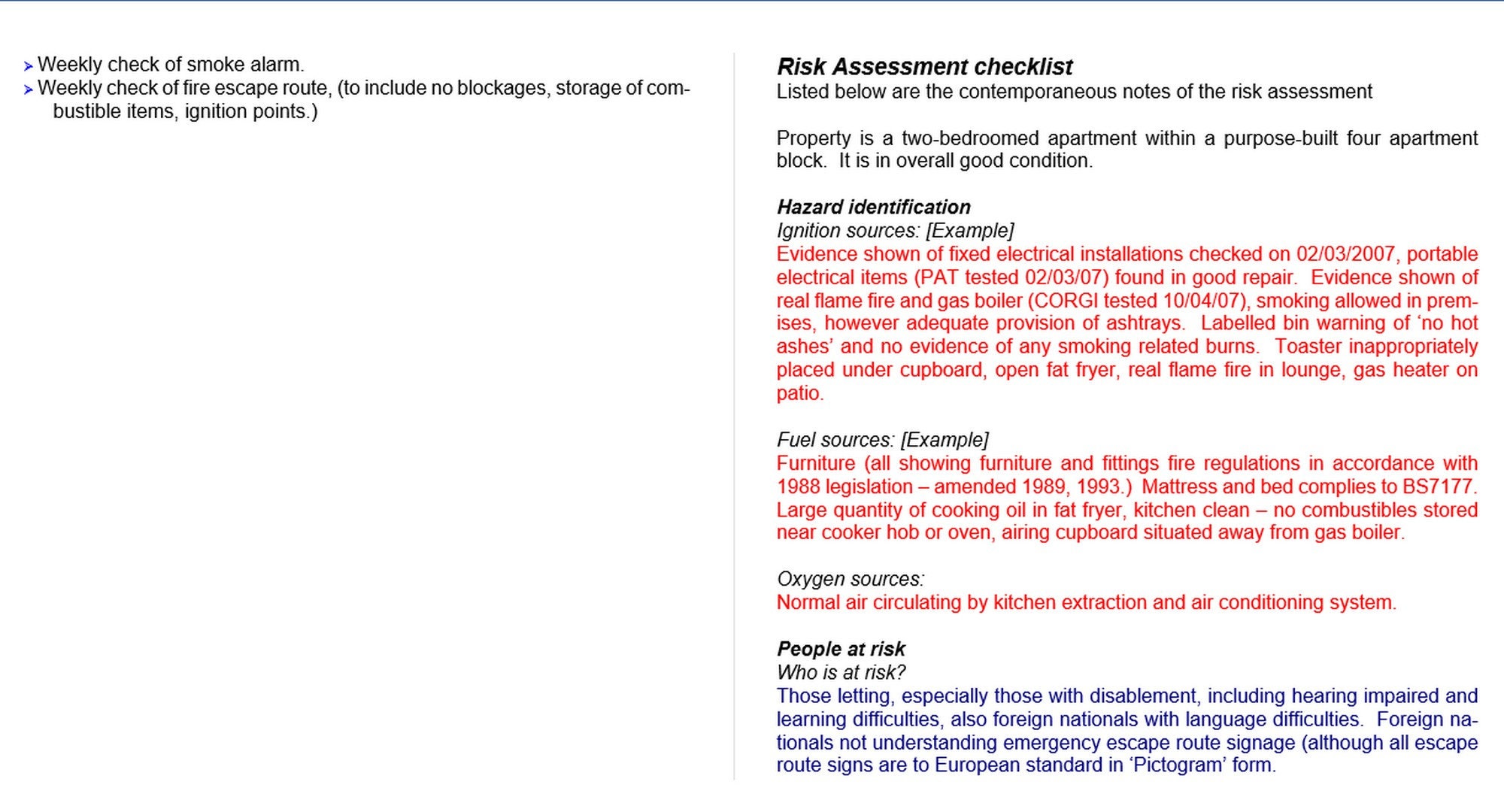 Holiday Lets Fire Risk Assessment Template, Word Doc, Tourism Document ...