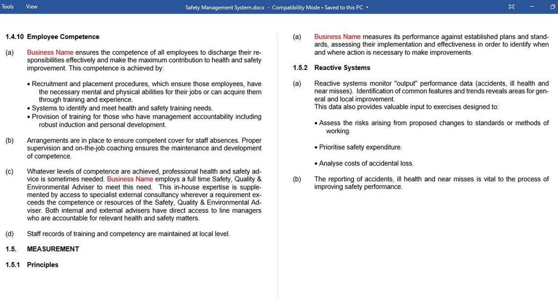 Safety Management System Template, Overview, Information, Guidance ...
