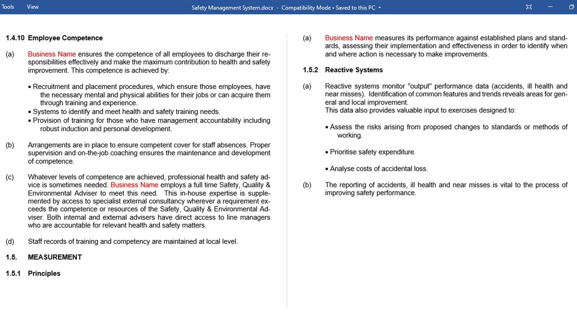Safety Management System Template, Overview, Information, Guidance ...