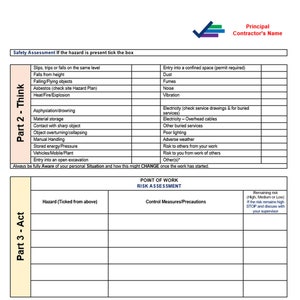 Pre-task Brief and Point of Work Risk Assessment Template, Word Doc ...