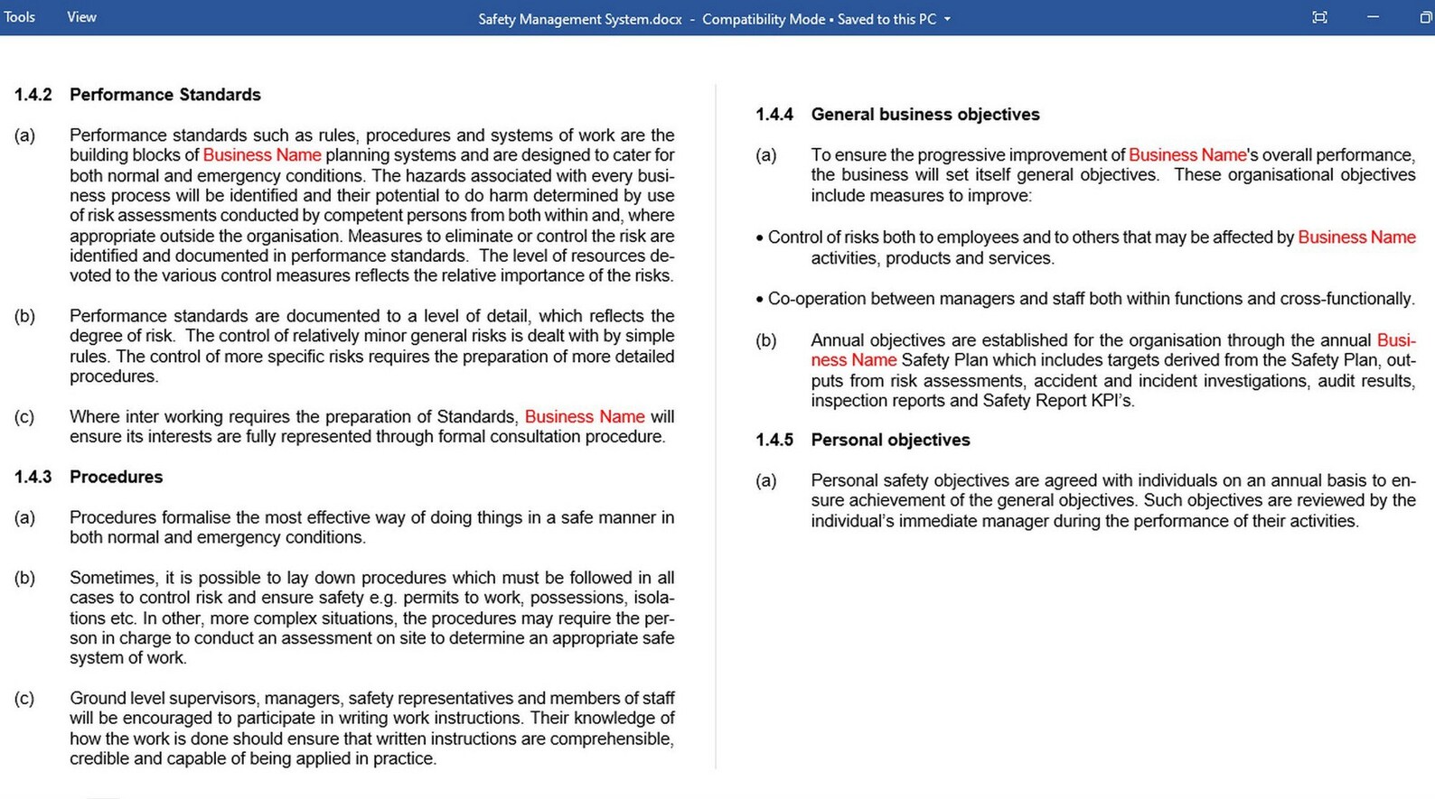 Safety Management System Template, Overview, Information, Guidance ...