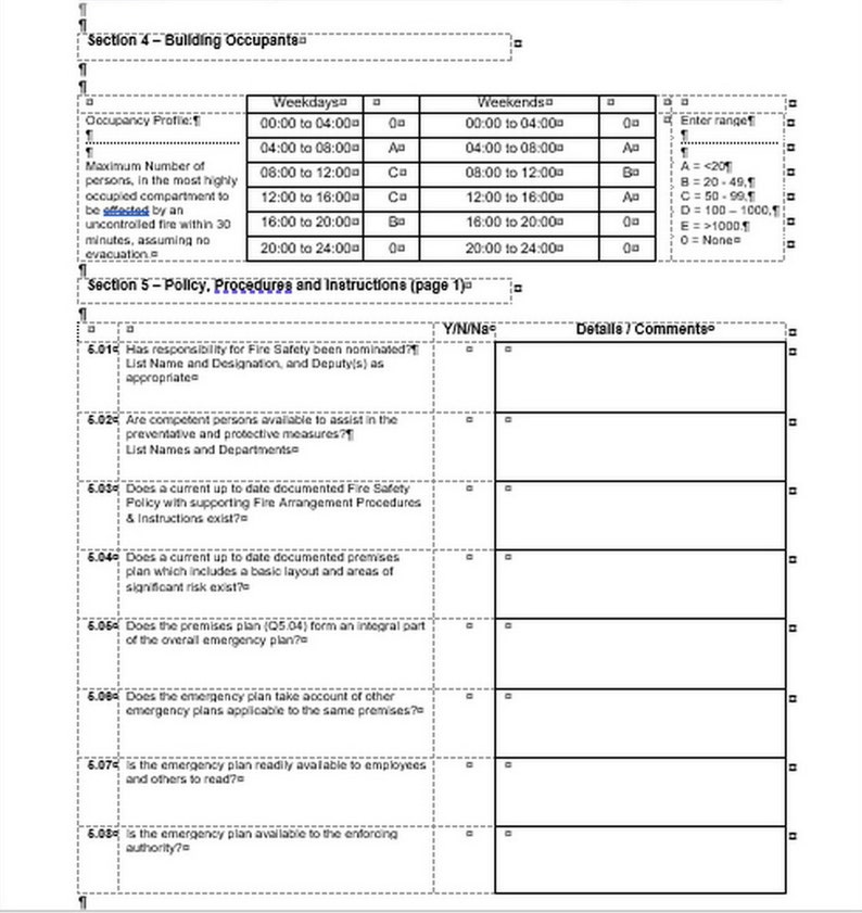 Premises Fire Risk Assessment Template, Word Doc, Business ...