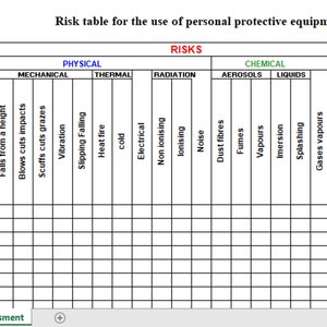 Personal Protective Equipment Assessment, PPE, Excel File, Business ...