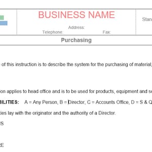Standard Operating Procedure - Purchasing, Business Procedure, Word Doc ...