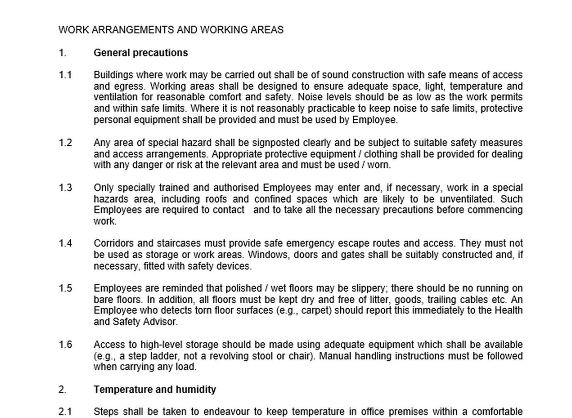 Health and Safety Policy and Arrangements, Word Doc, Word Template ...