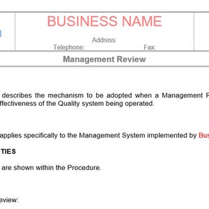 Standard Operating Procedure - Management Review, Business Procedure ...