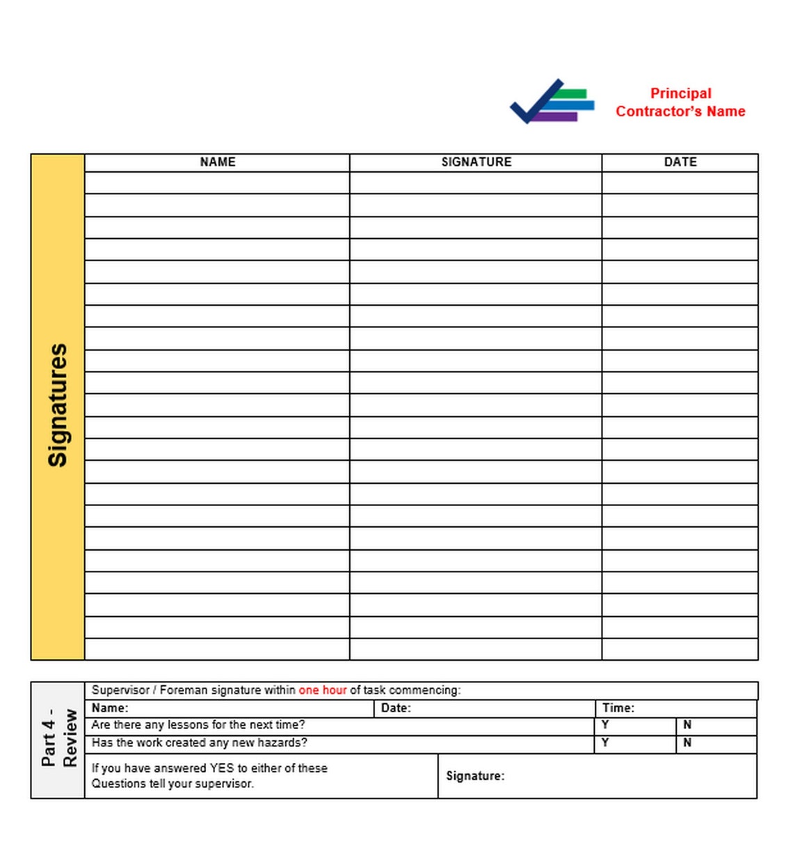 Pre-task Brief and Point of Work Risk Assessment Template, Word Doc ...