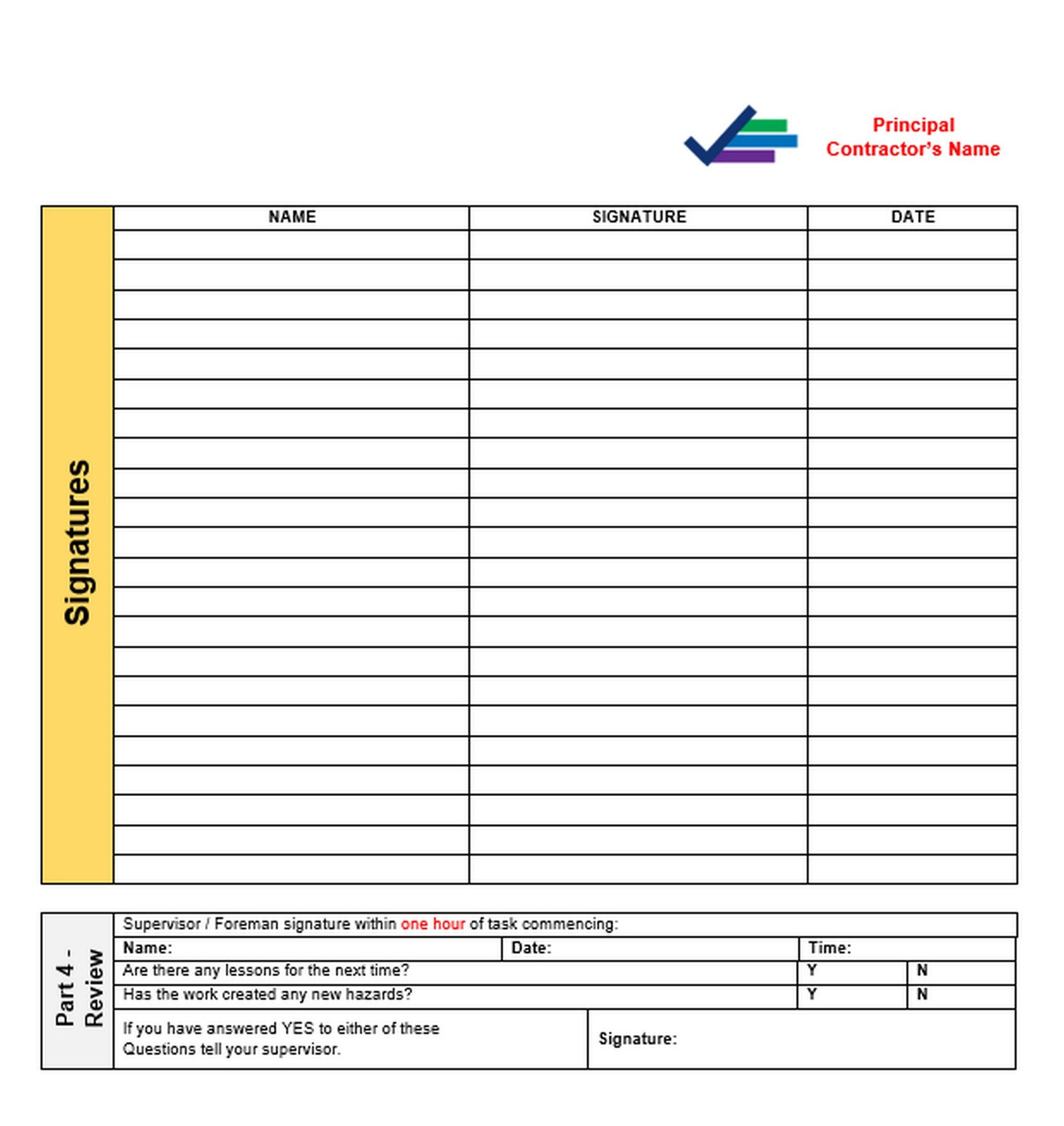 Pre-task Brief and Point of Work Risk Assessment Template, Word Doc ...