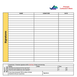 Pre-task Brief and Point of Work Risk Assessment Template, Word Doc ...