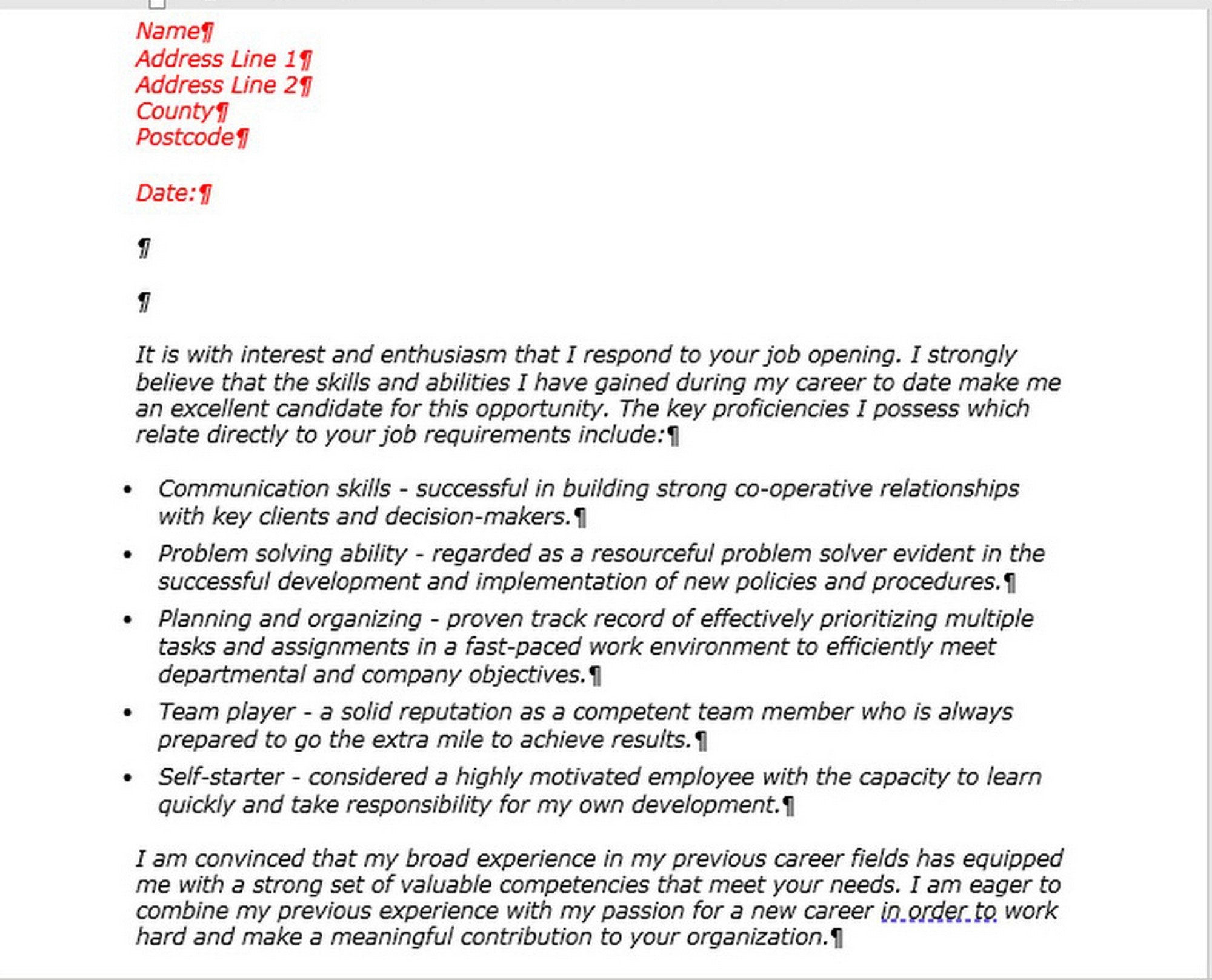Simple Career Change Cover Letter Template, Sample, Word Doc - Etsy