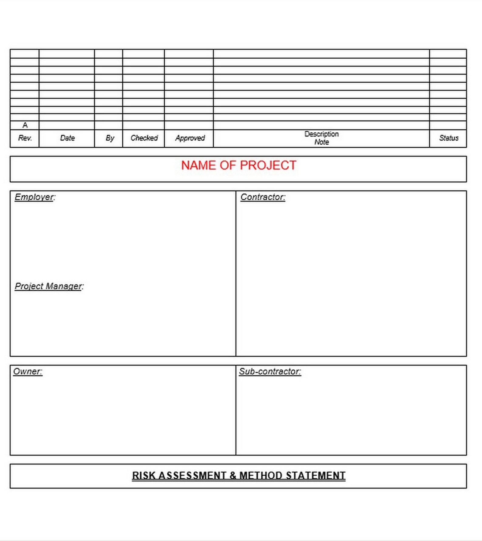 Project Method Statement Template, Safety Document (word Template) - Etsy