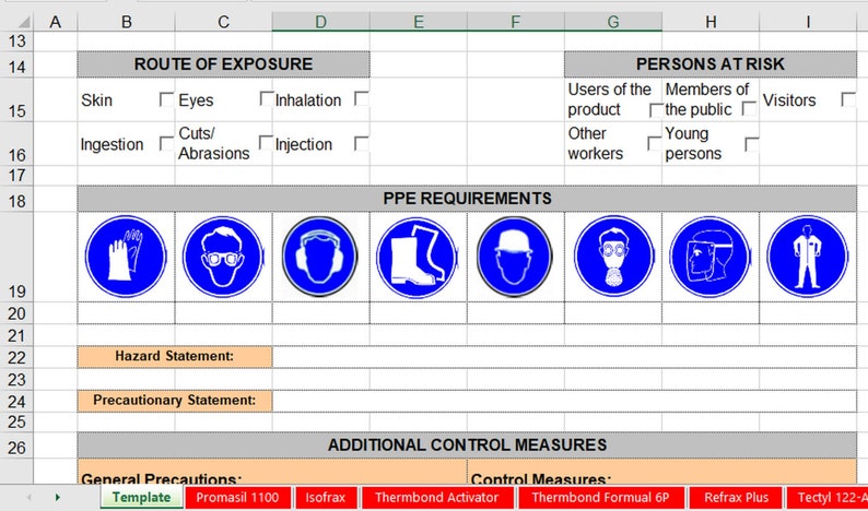 COSHH Assessment Template | Business Templates | Excel Templates ...