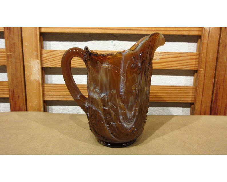 Imperial End of Day Caramel Slag Glass Pitcher Dutch Windmill | Etsy