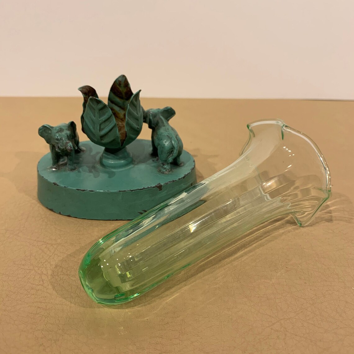 Rare Art Deco Crescent Art Metal Works Elephants Bud Vase With - Etsy