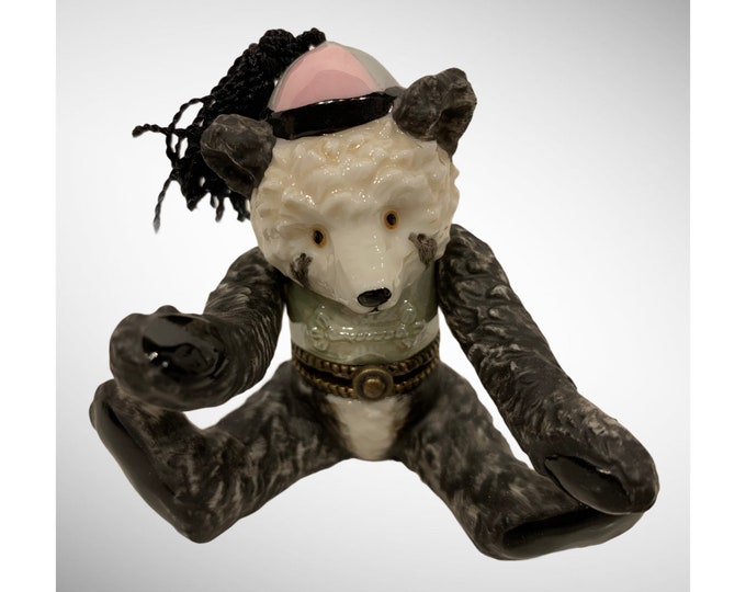 Porcelain Panda Teddy Bear Trinket Box With Articulated Moving Arms by ...