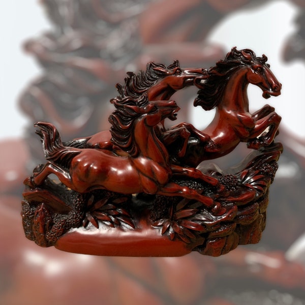 Chinese Horses Resin Sculpture - Etsy
