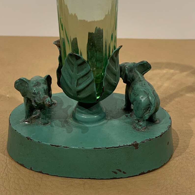 Rare Art Deco Crescent Art Metal Works Elephants Bud Vase With - Etsy