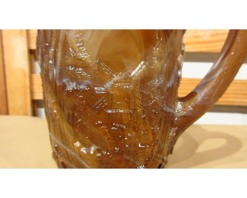 Imperial End of Day Caramel Slag Glass Pitcher Dutch Windmill | Etsy