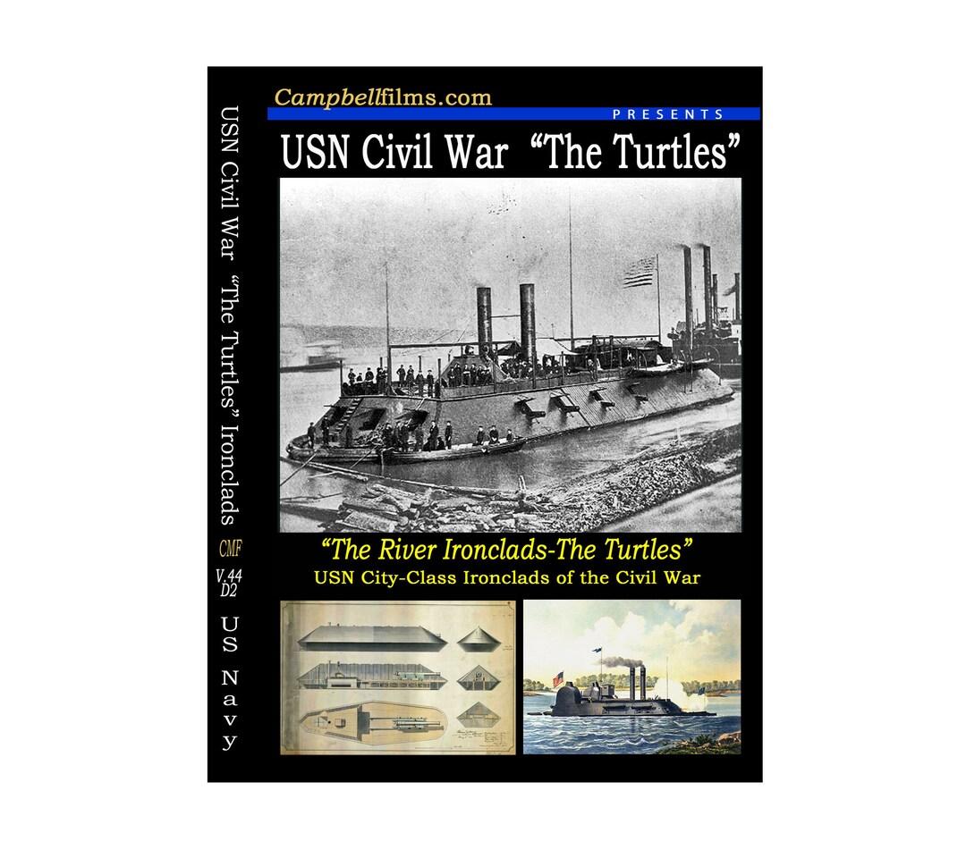 Navy Civil War Old Film Ironclad turtles Mississippi River Farragut ...