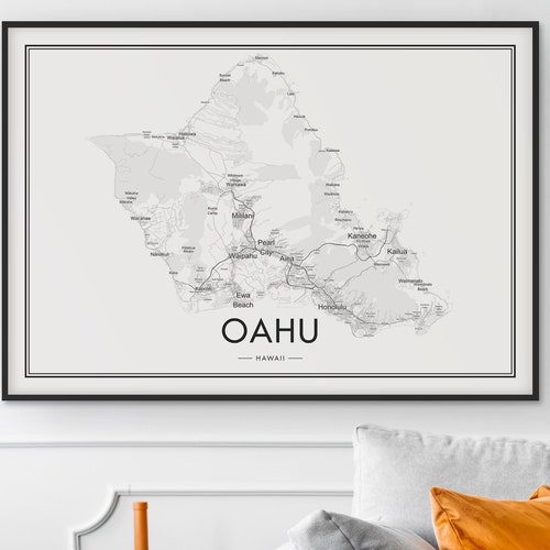 Oahu Map Print O'ahu Hawaii HI USA Map Art Poster - Etsy
