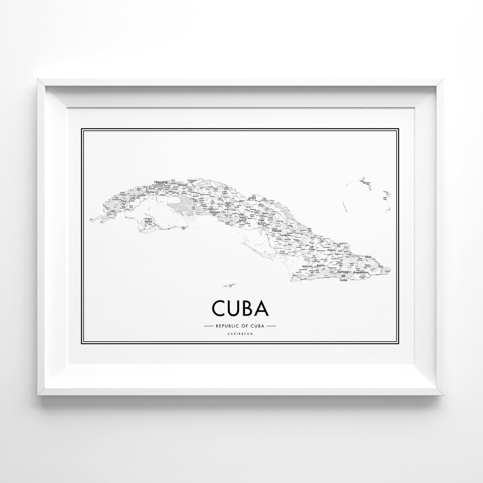 Cuba Map Poster Cuba Map Havana Map Black & White | Etsy