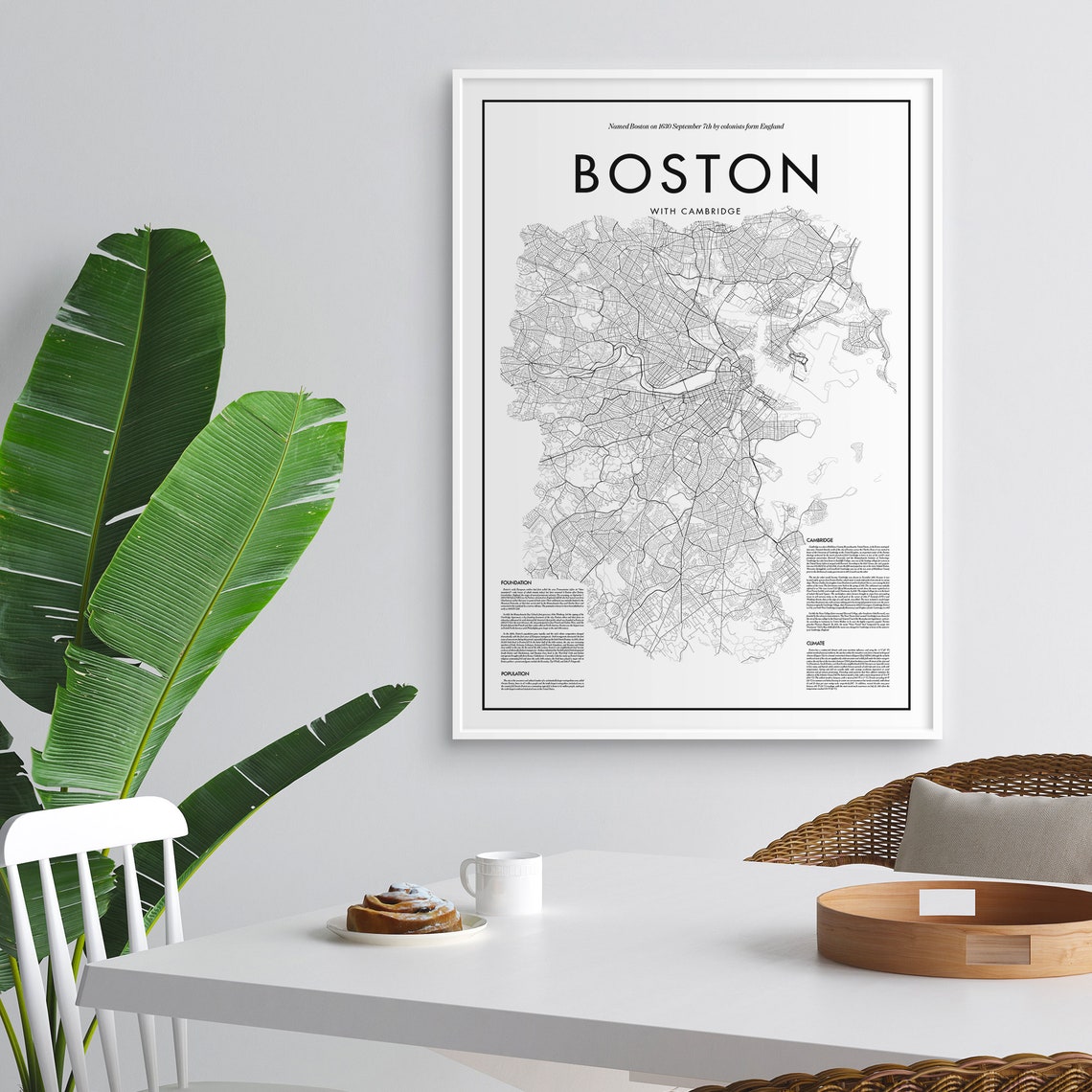 Boston High Quality Map Print Boston Map Poster Boston Wall - Etsy