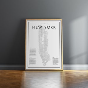New York Map Print Printable New York Map Poster Digital - Etsy