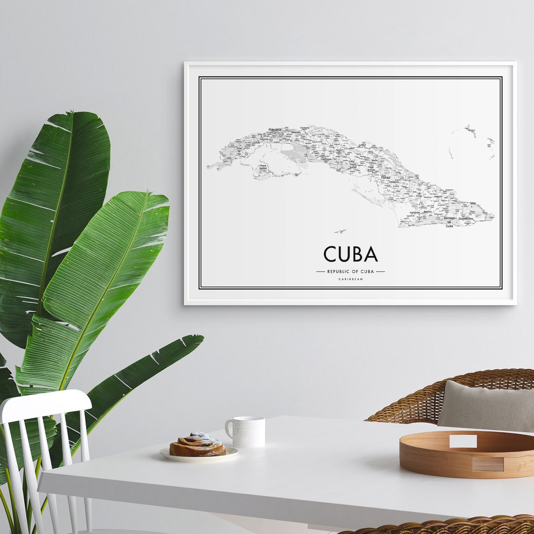 Cuba Map Poster Cuba Map Havana Map Black & White - Etsy