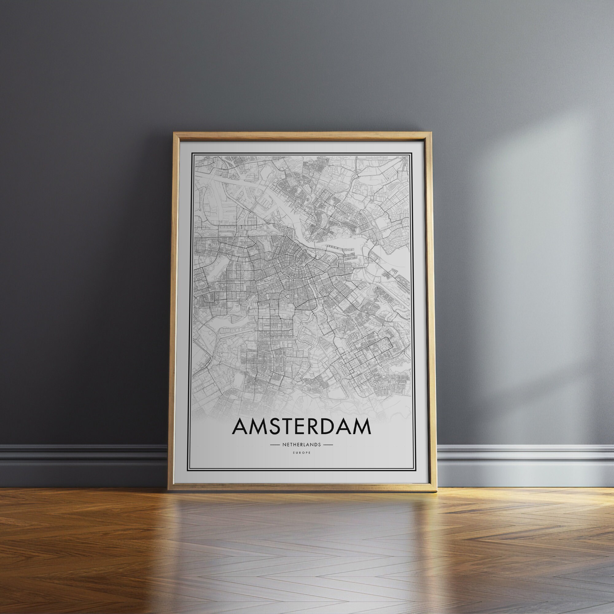 Amsterdam High Quality Map Print, Amsterdam Map Poster, Amsterdam Wall ...