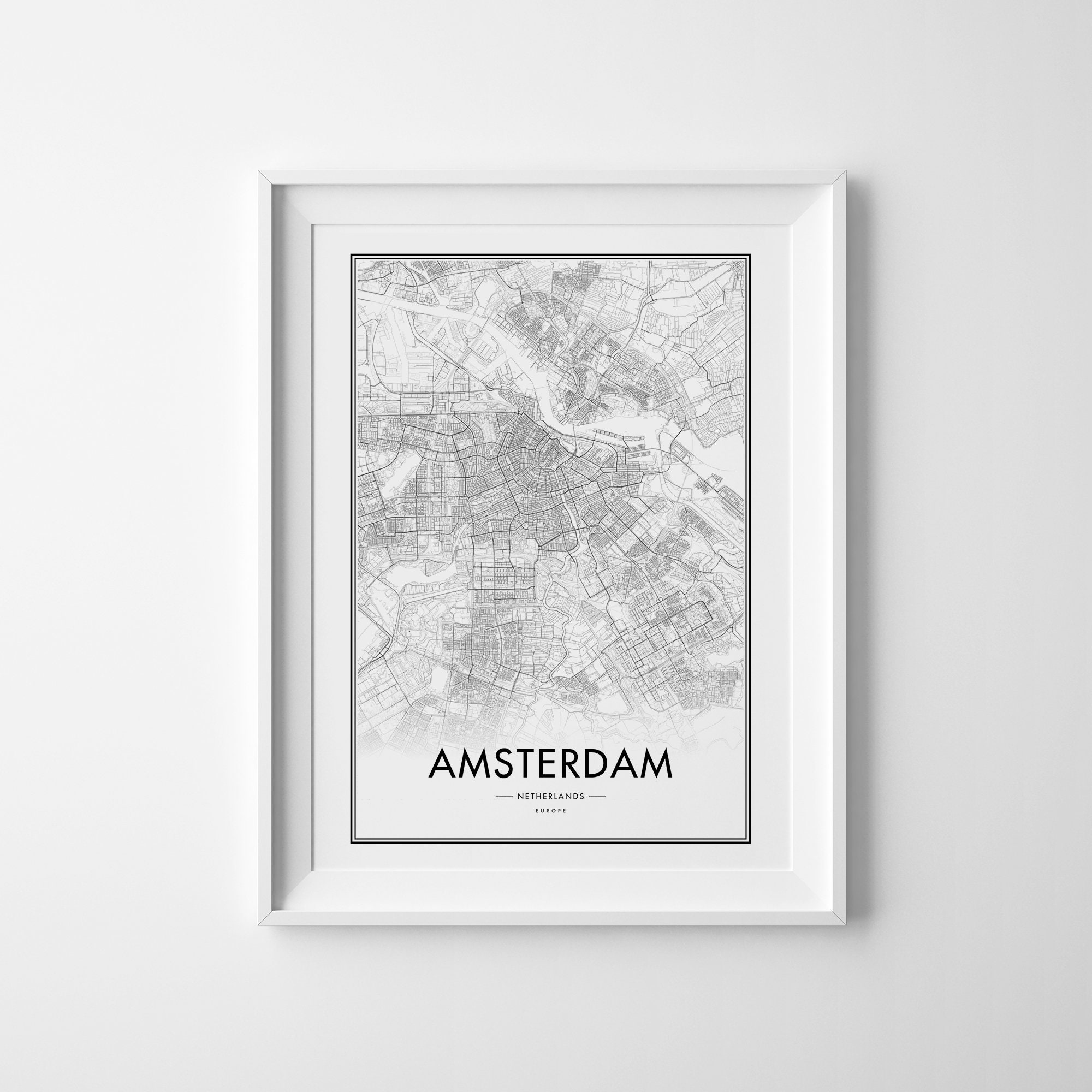 Amsterdam High Quality Map Print, Amsterdam Map Poster, Amsterdam Wall ...
