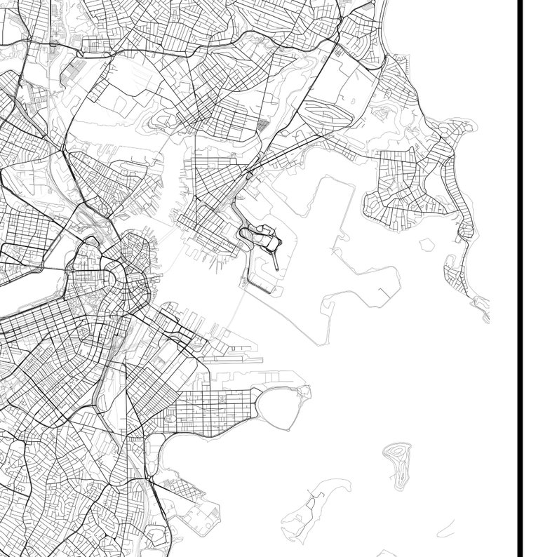 Boston High Quality Map Print Boston Map Poster Boston Wall | Etsy