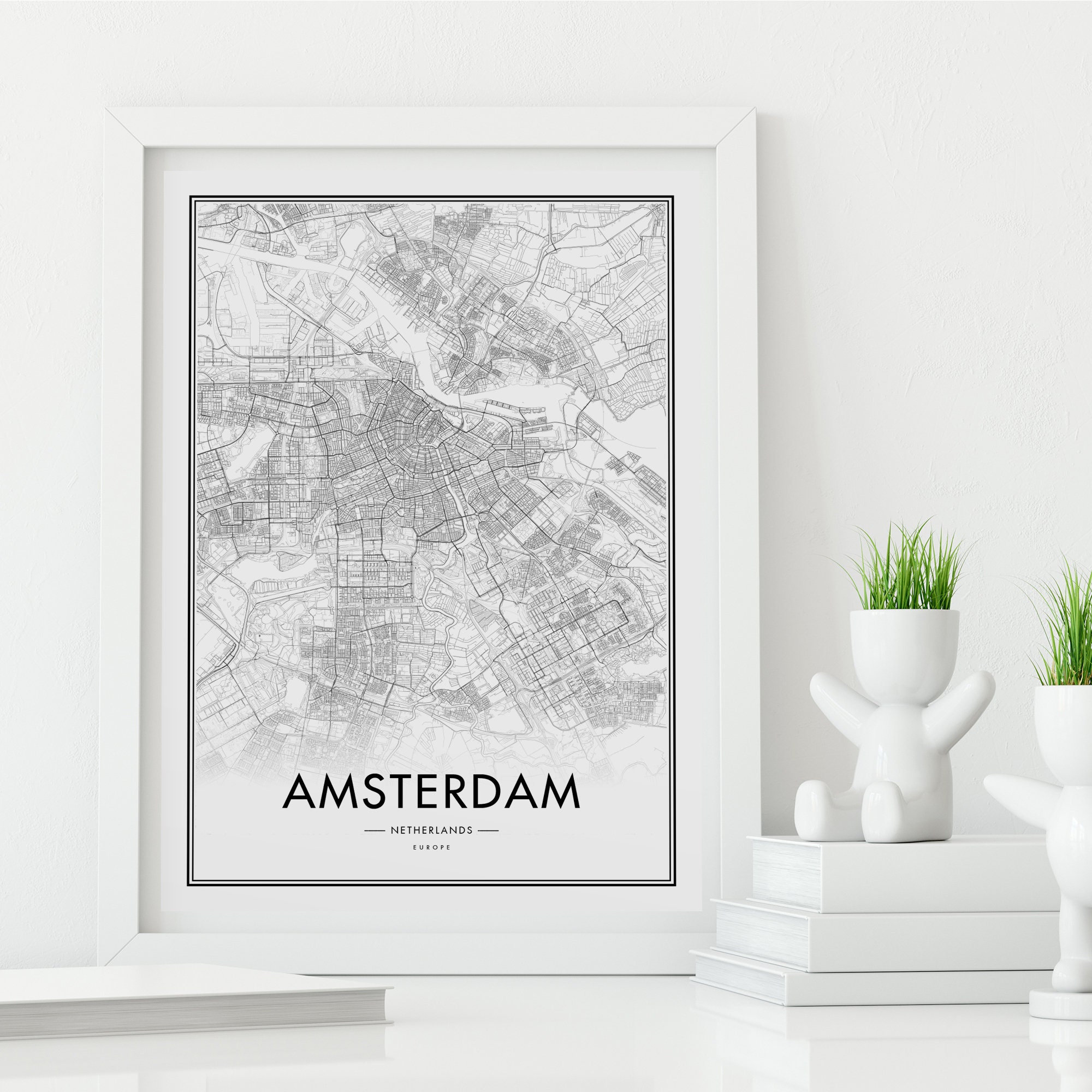 Amsterdam High Quality Map Print, Amsterdam Map Poster, Amsterdam Wall ...