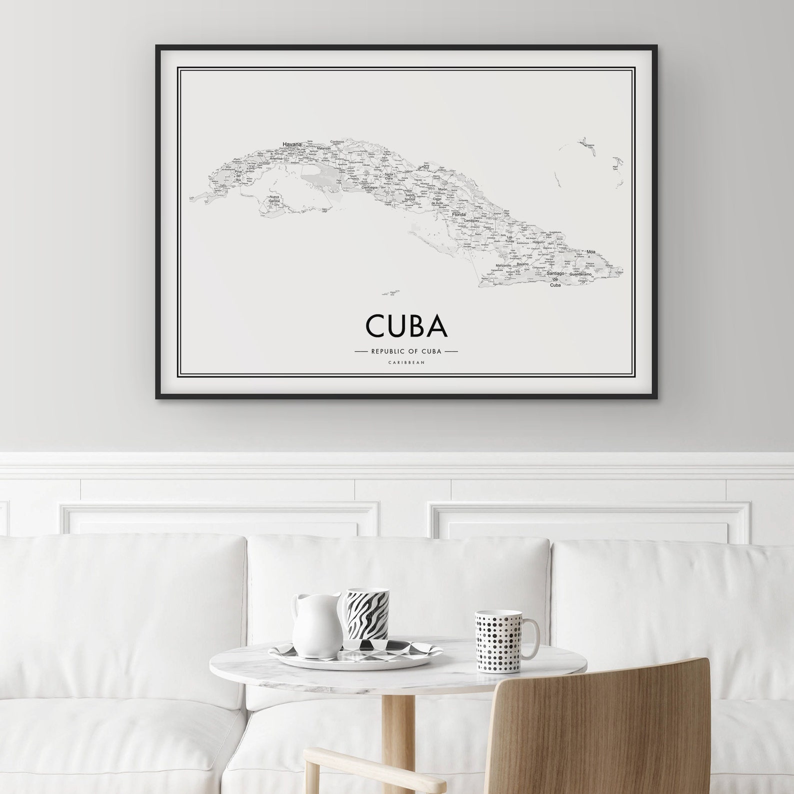 Cuba Map Poster Cuba Map Havana Map Black & White | Etsy