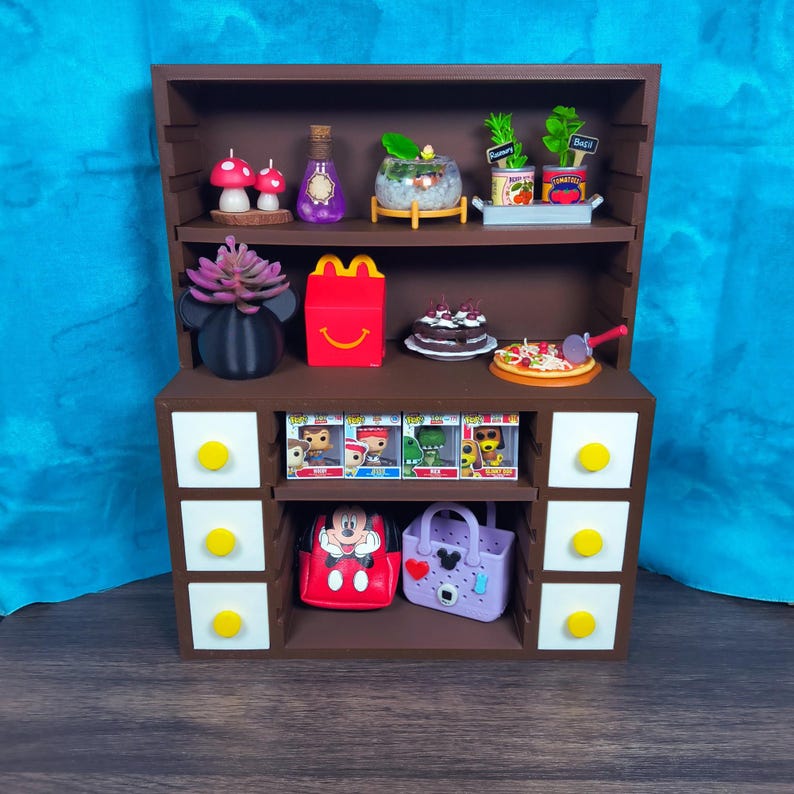3D Printed Miniature Display Shelf With Drawers: Miniverse Compatible ...