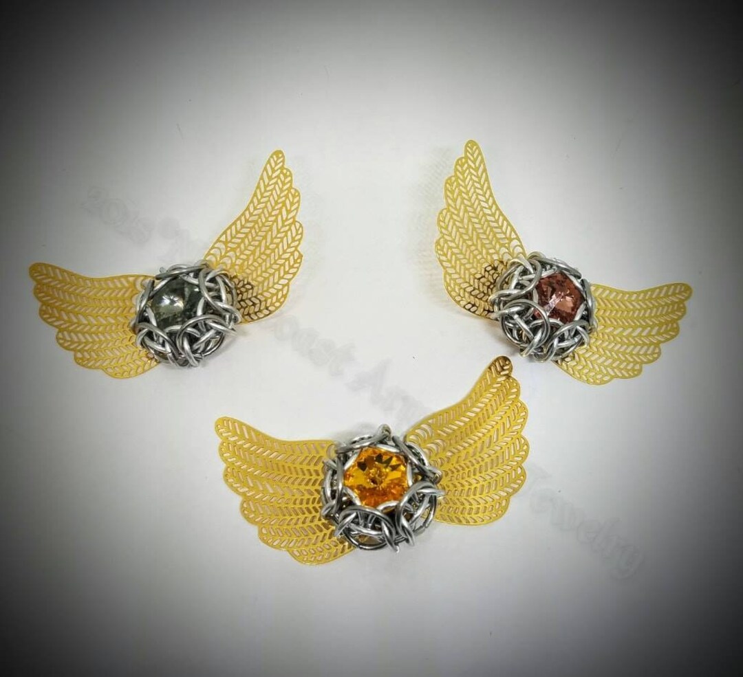 Angel Fairy Snitch Wing Crystal Pendant, Pin or Hairclip - Etsy