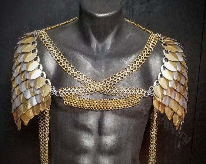 Wide. Dragon Scales, Scale Mail Shoulder Armor Pauldron GOLD. - Etsy