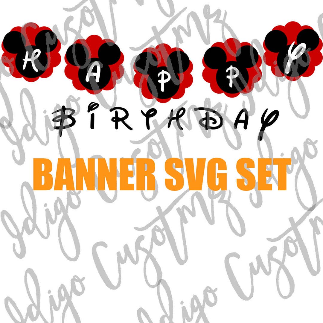 Mickey DIY Birthday Banner SVG, Party Banner Svg - Etsy