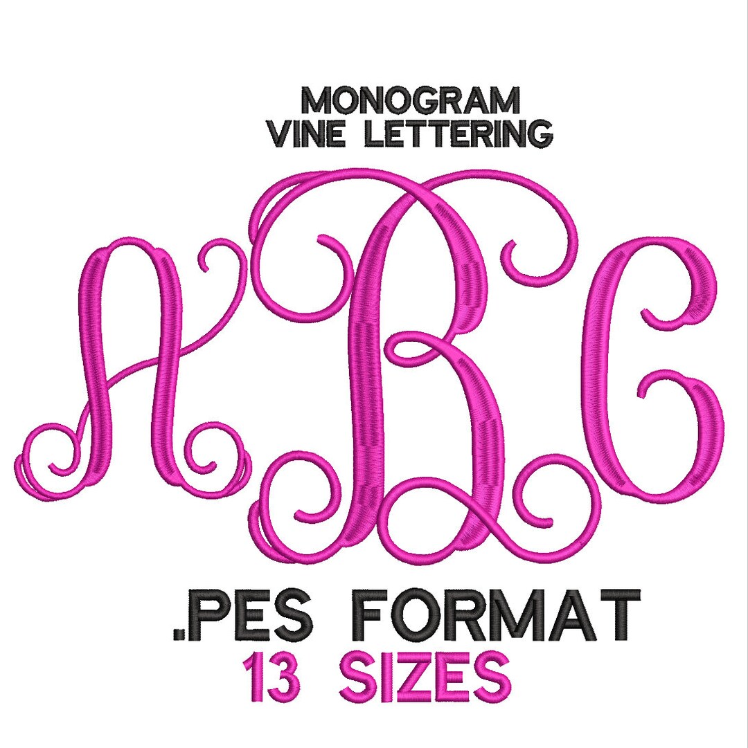 Vine Monogram 13 Sizes for Embroidery - Etsy