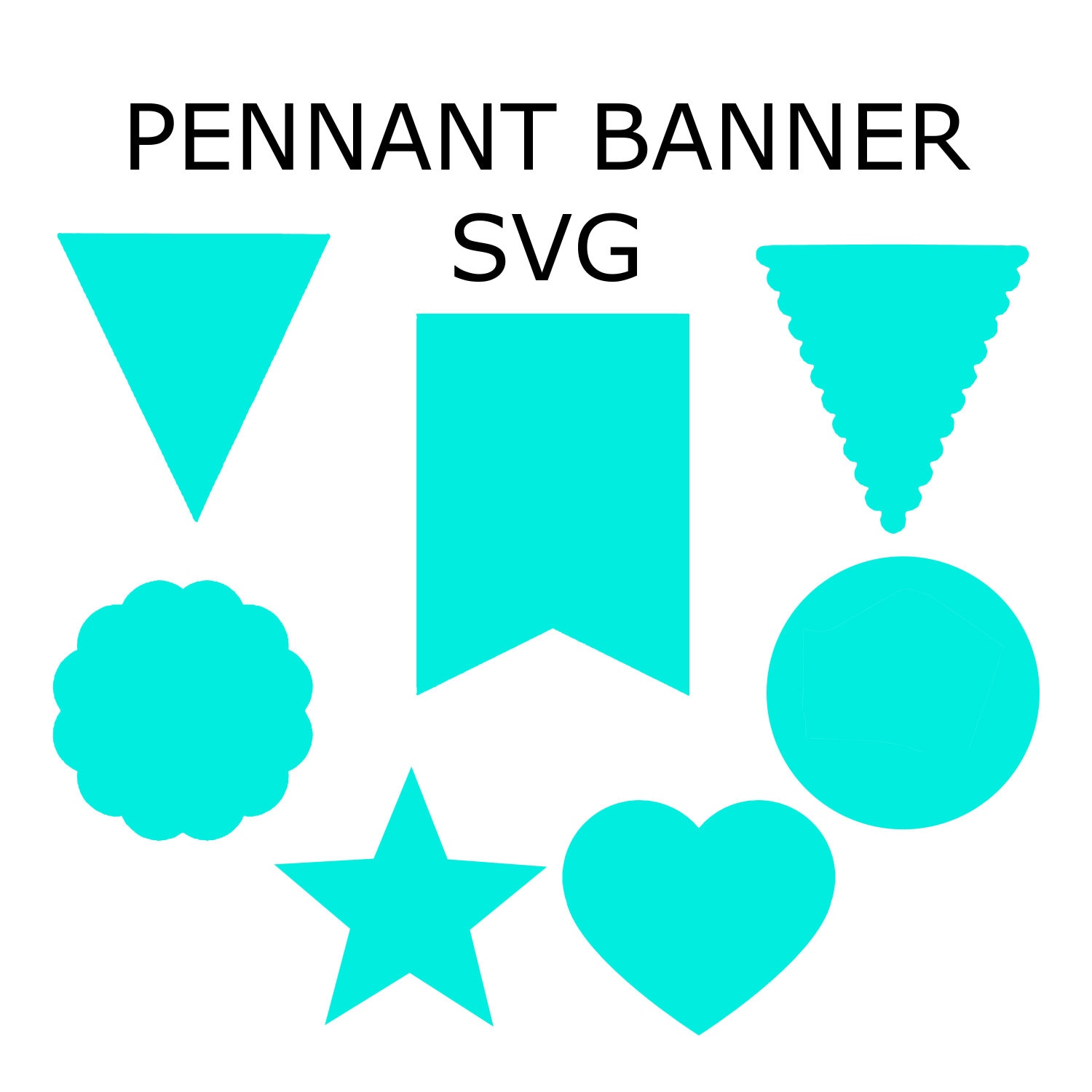 Banner Pennant SVG, Set of 7 Simple Shapes, Cutting File, Party Banner ...