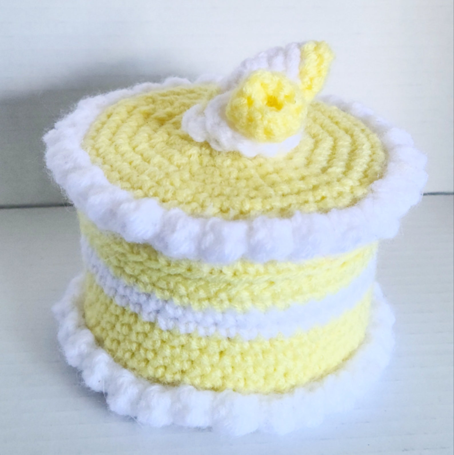 Crochet Cake Box, Lemon Cake Box, Cake Trinket Box, Cake Stash Box ...