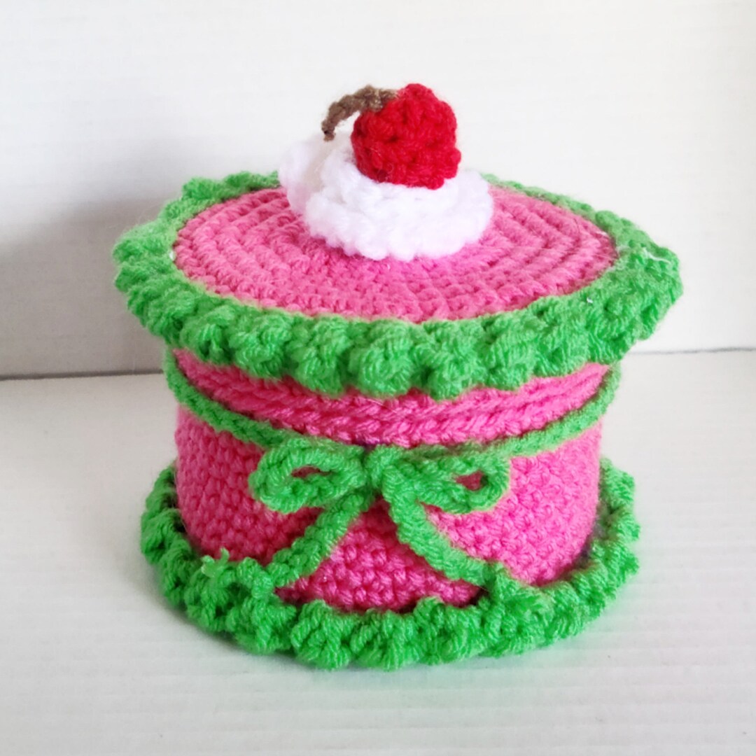 Crochet Cake Box Pink Cake Box Green Cake Box Cake Trinket - Etsy