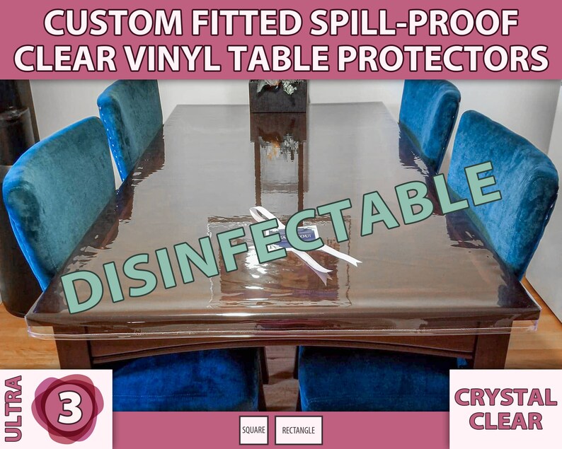 ULTRACLEAR Vinyl Tablecloth Custom Fitted Rectangle Square - Etsy