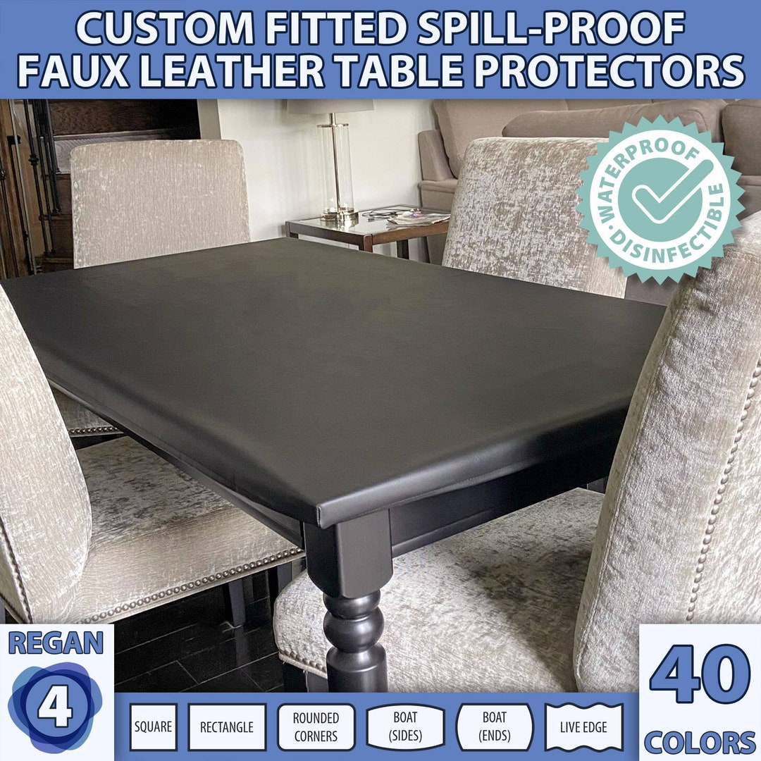 FAUX LEATHER Tablecloth REGAN Custom Fitted Rectangle Square Waterproof ...