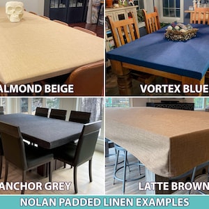 PADDED LINEN Tablecloth NOLAN Stain-resistant Custom Size Fitted ...